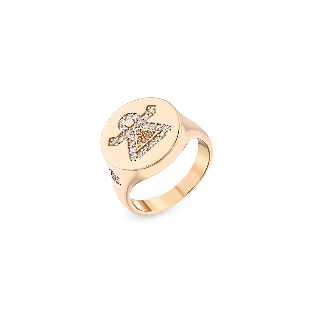 TANIT GOLD DIAMOND PINKY RING – Bee Goddess